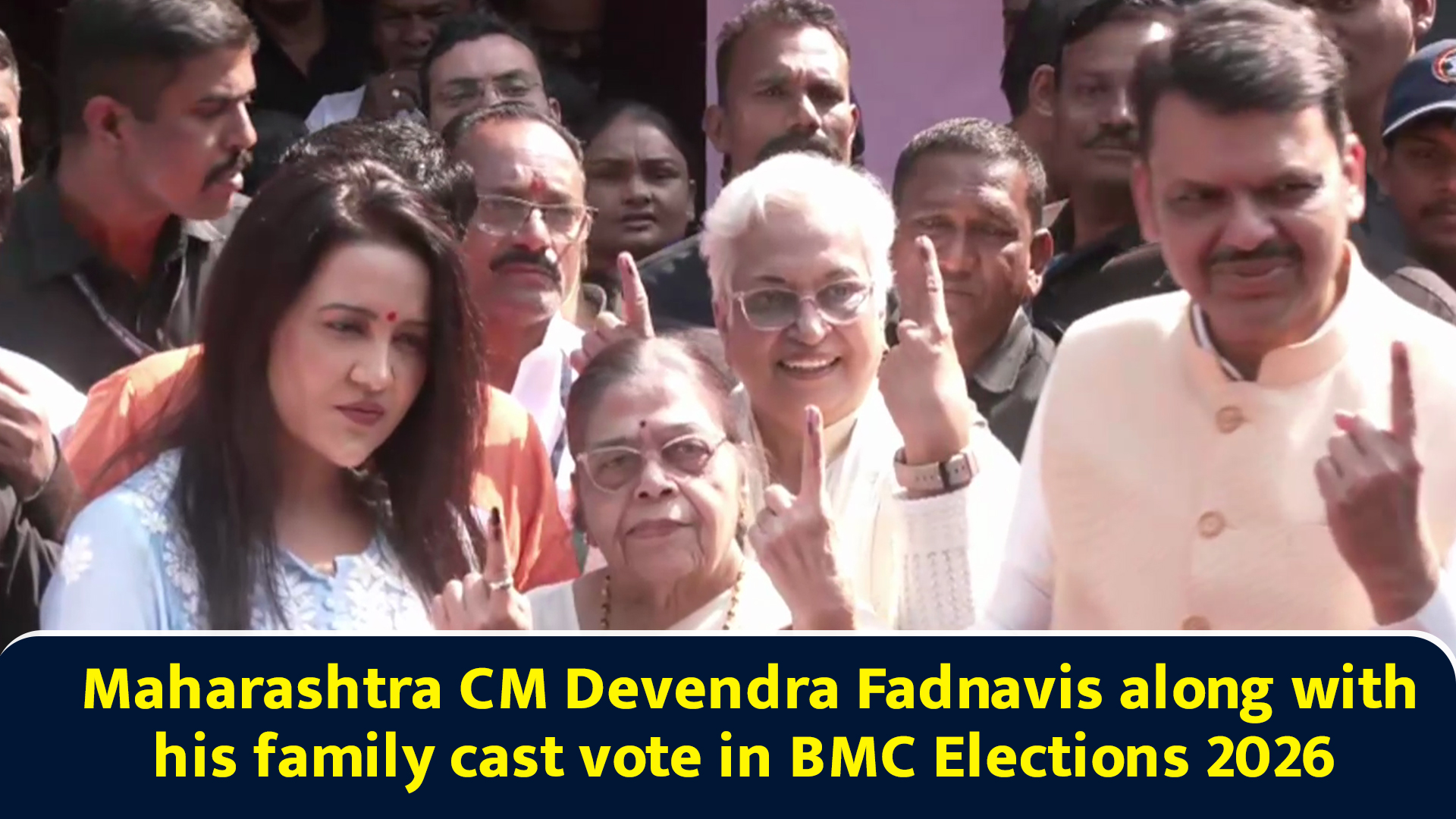 Maharashtra CM Devendra Fadnavis along with his family cast vote in BMC ...