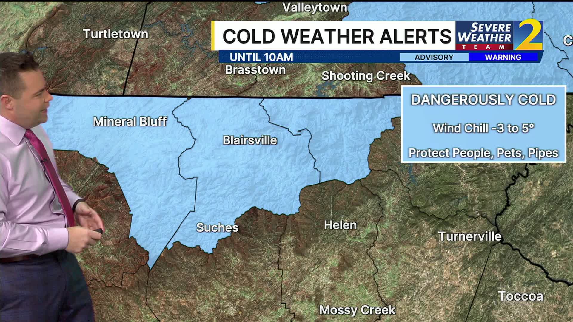 Wind chills in teens and 20s across north Georgia, even colder in mountains