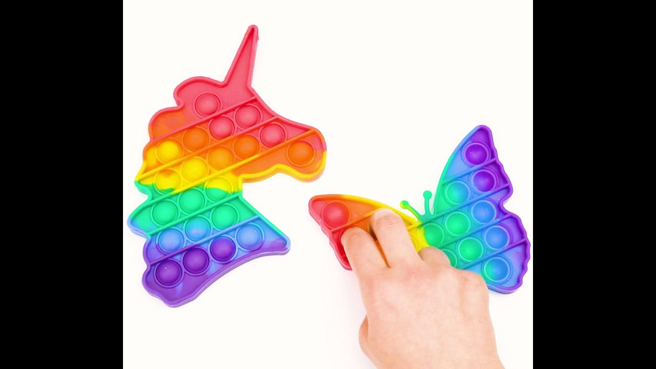 Colorful butterfly and unicorn shaped pop it