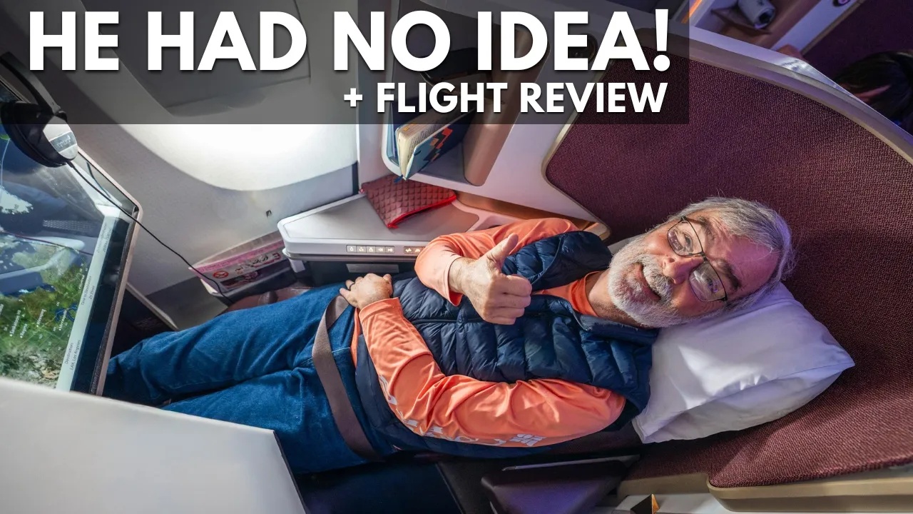 I surprised my dad with a first class flight Virgin Atlantic London to LAX