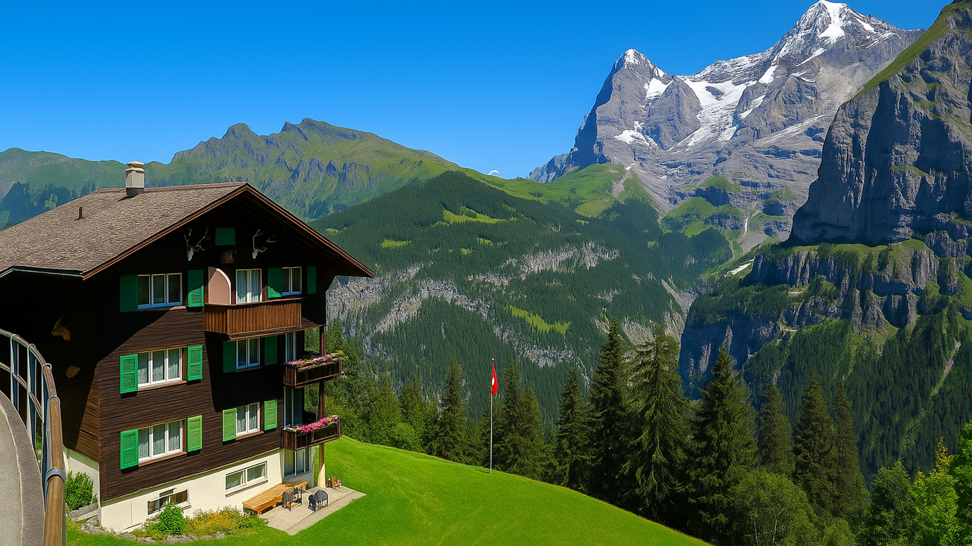 Mürren Suisse : village alpin paisible sans voiture (4K)