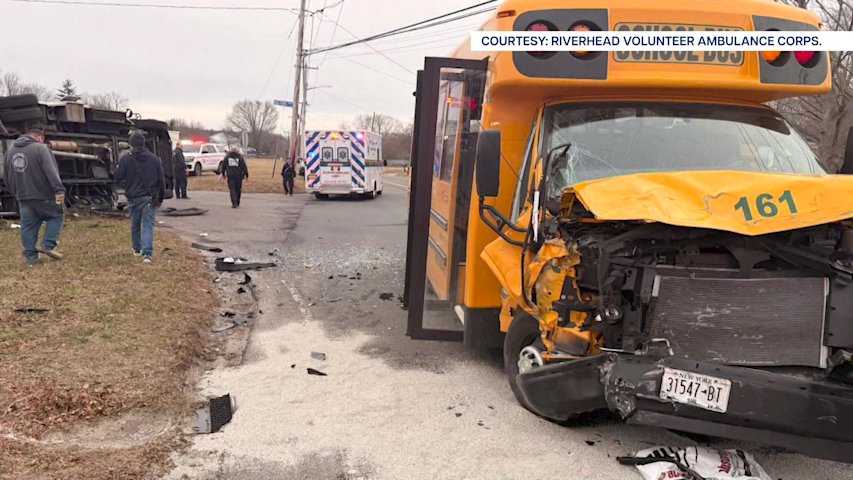 2 adults, 1 child hospitalized after Riverhead bus crash