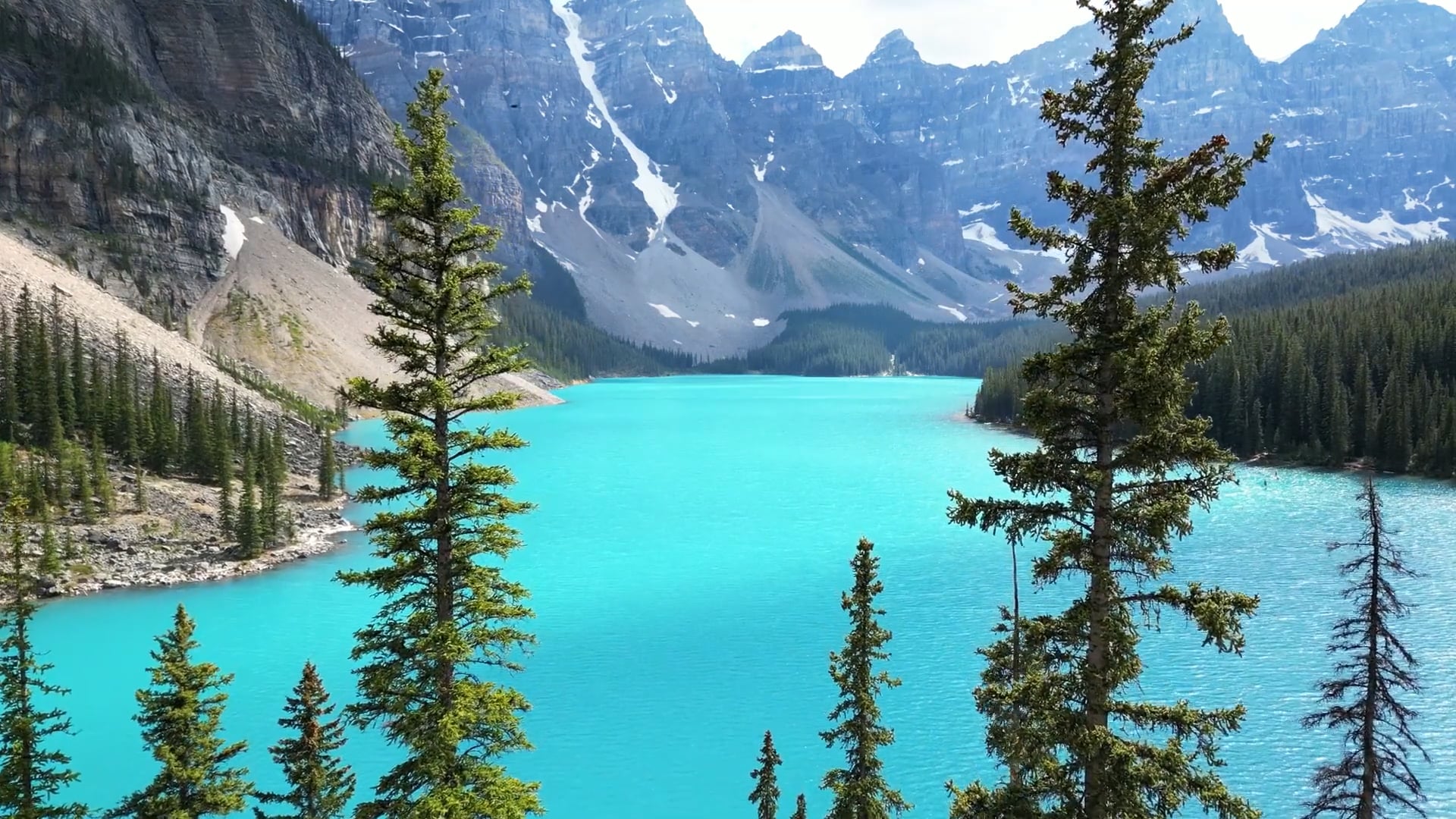Glacial beauty from above: Moraine Lake's majestic landscape - Worldwide