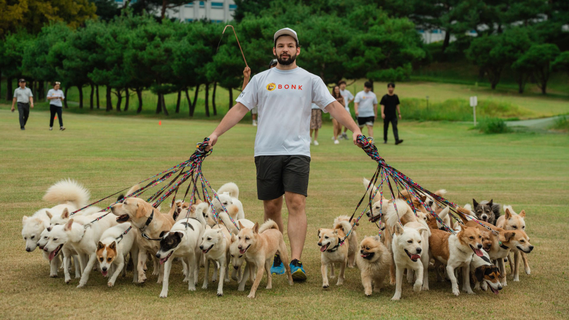 Dog lover Mitchell Rudy walked 38 rescue dogs to set new world record ...