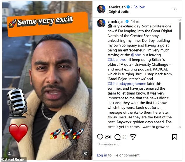 Amol Rajan announces he's leaving BBC News and Radio 4's Today ...