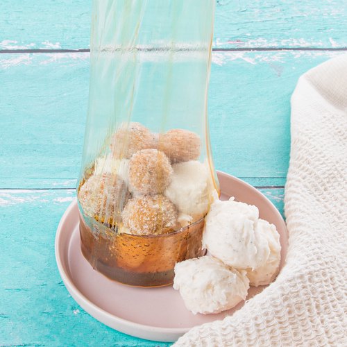 Apple donut holes & ice cream