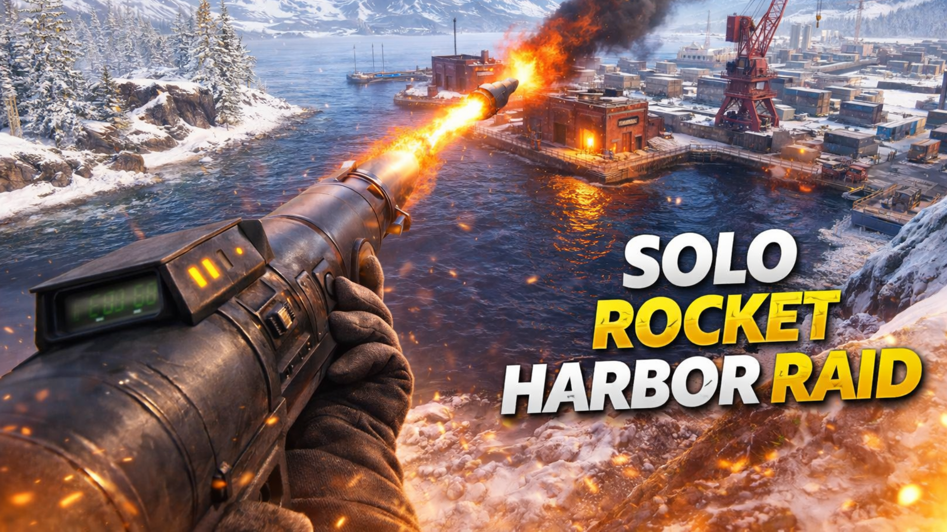 Solo rocket raid wiping a tall roofcamp tower at harbor