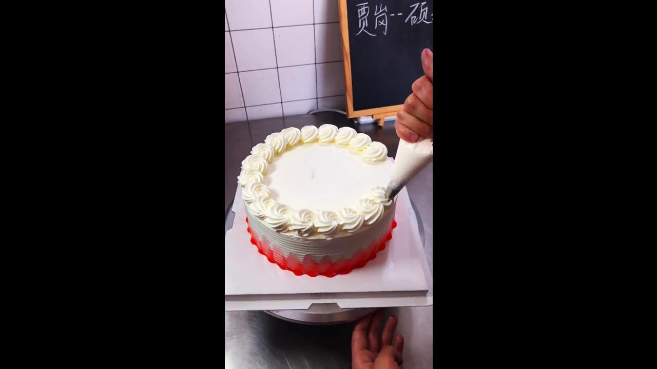 Making Red With Fruits Cake