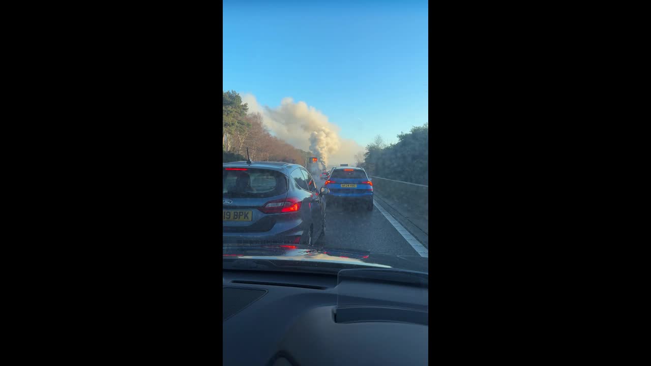 Truck carrying electrical waste goes up in flames bringing M3 to standstill