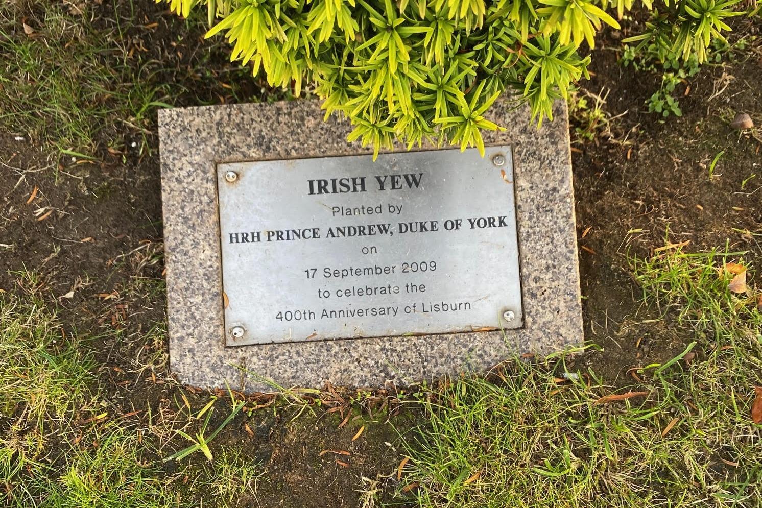 Prince Andrew commemorative plaque removed to avoid 'vandalism'