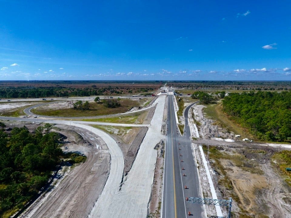 Drone video shows work on I-95's new interchange in Indian River County