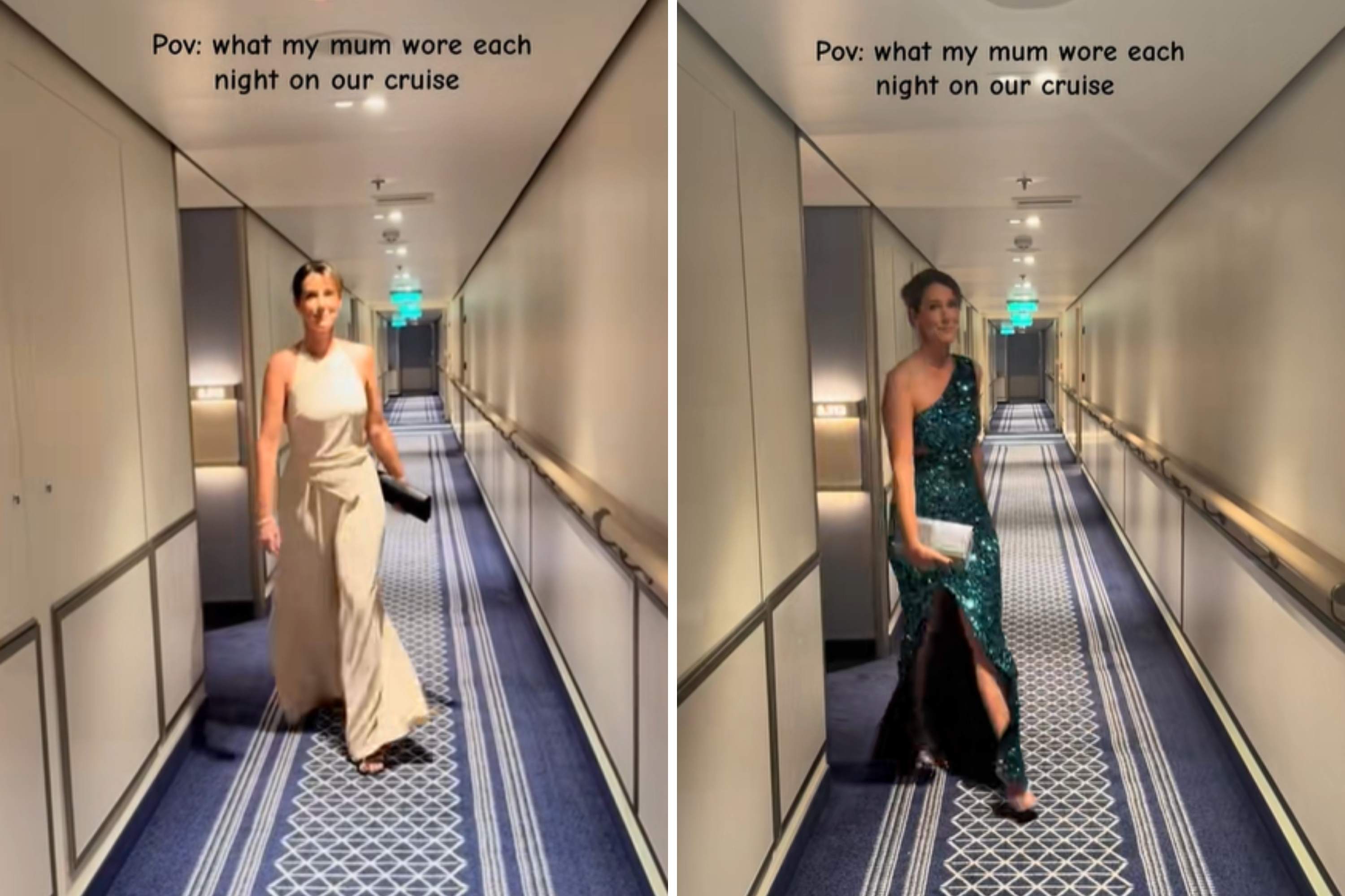 Woman reveals mom’s cruise ship dresses, internet have same question