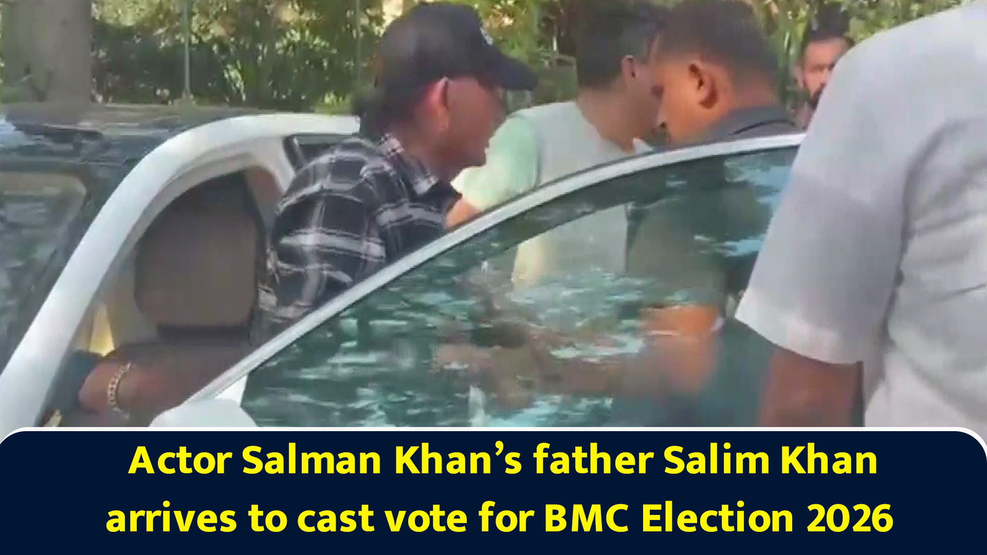 Actor Salman Khan’s father Salim Khan arrives to cast vote for BMC ...