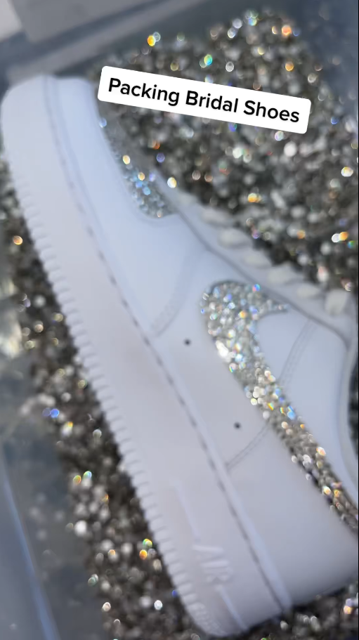 Packing Custom Bridal Shoes Sparkly Wedding Prep