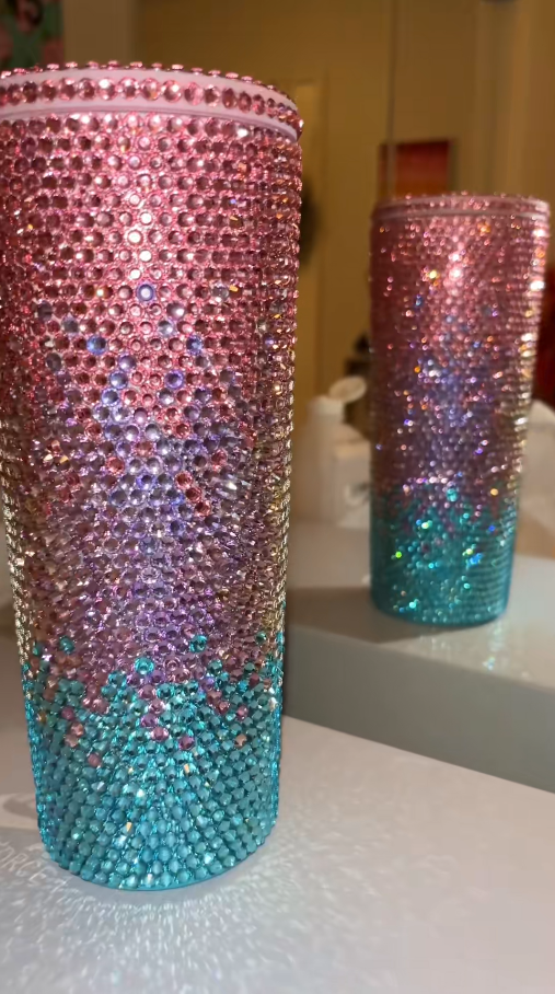 Cotton candy-inspired tumbler sparkling custom cup