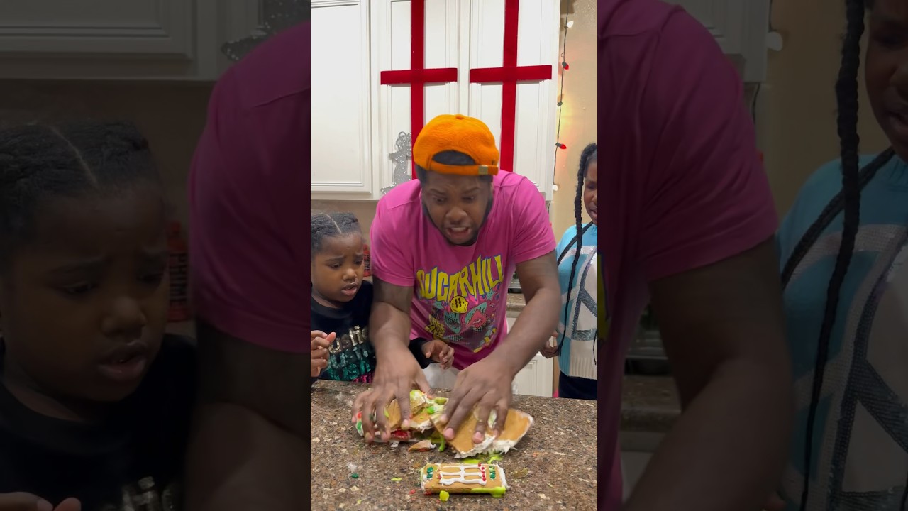 Dad completely destroys the gingerbread house