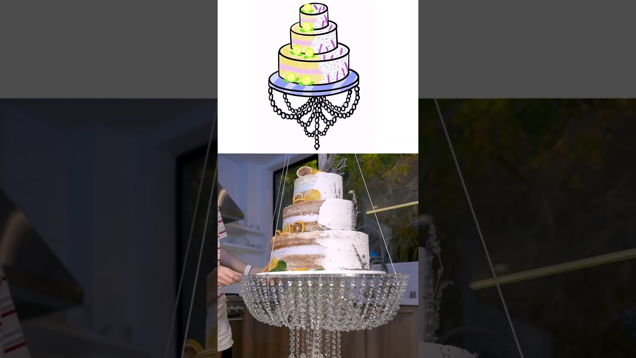 Ordering a chandelier suspended wedding cake from bakery