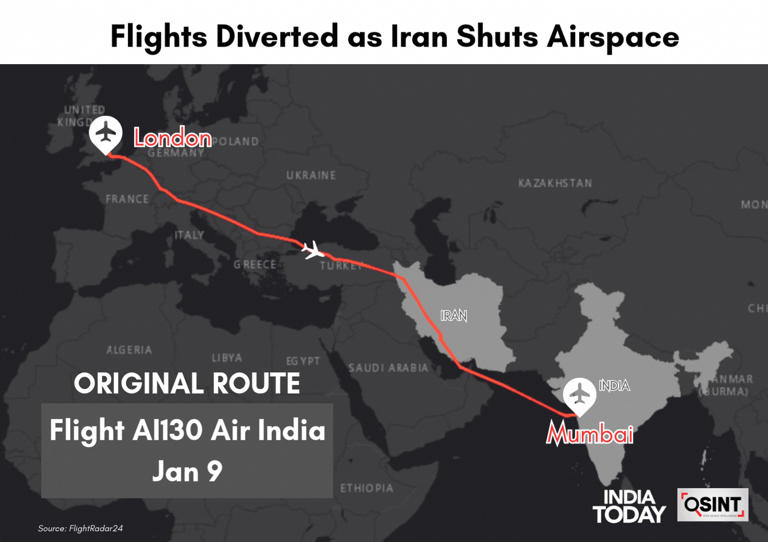 Flight data shows Iran airspace closure impact, US Air Force realignment