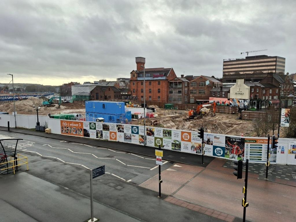 Building of Luton's £136 million The Stage development in town centre ...