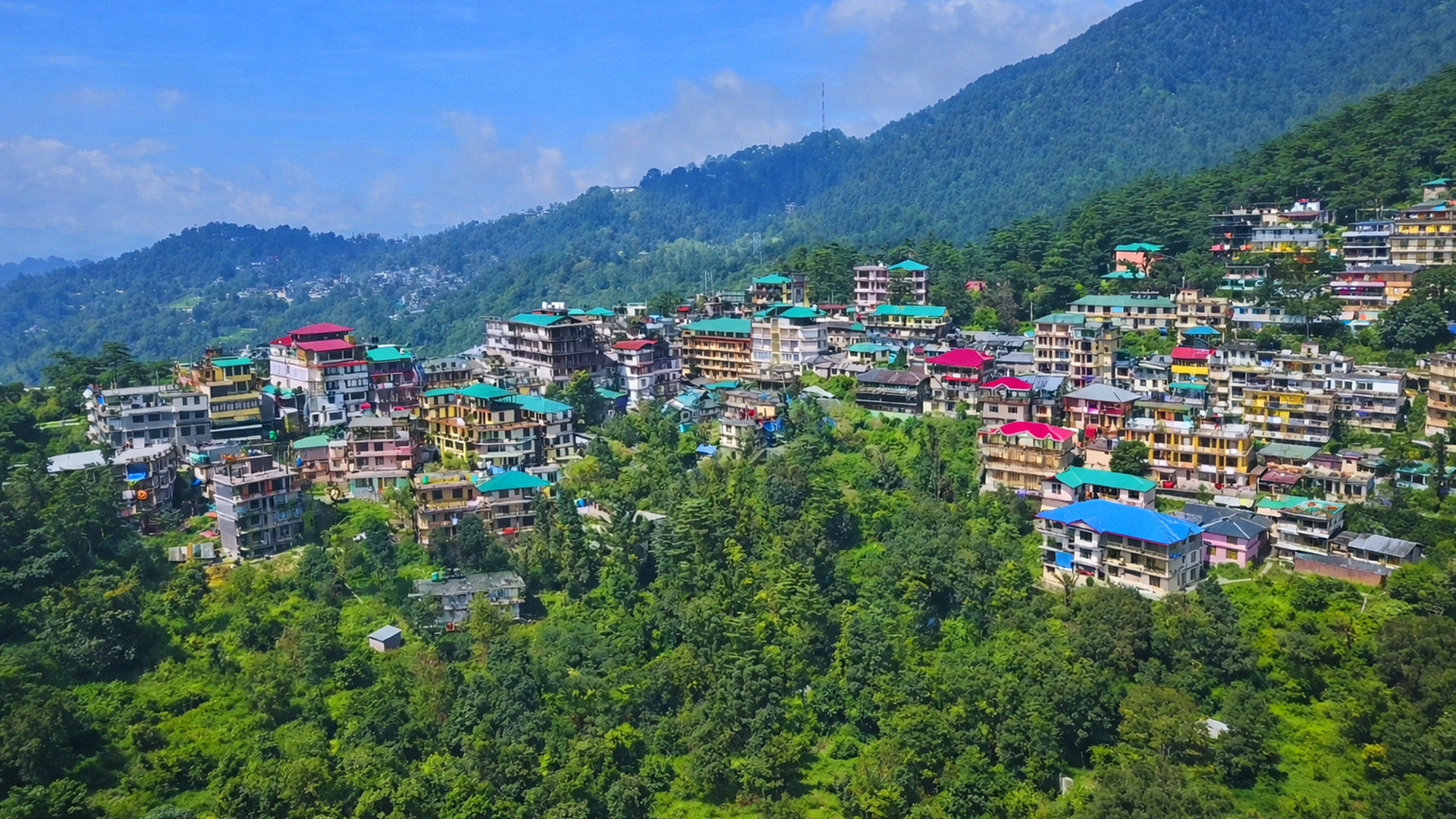 Dharamshala city built along mountain slopes