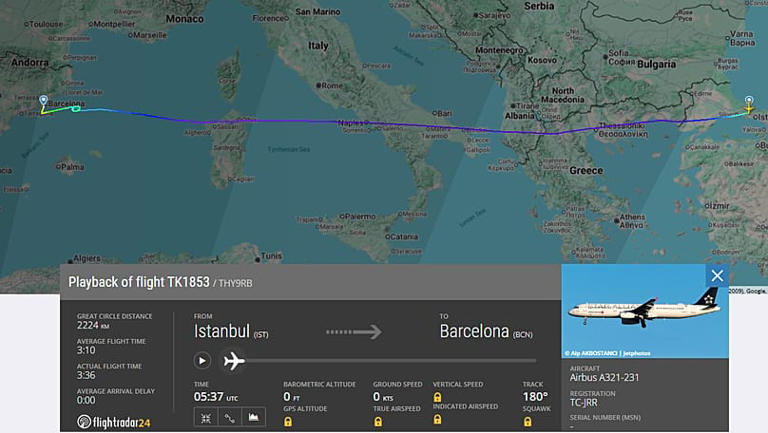Turkish Airlines flight makes emergency landing in Barcelona after in ...