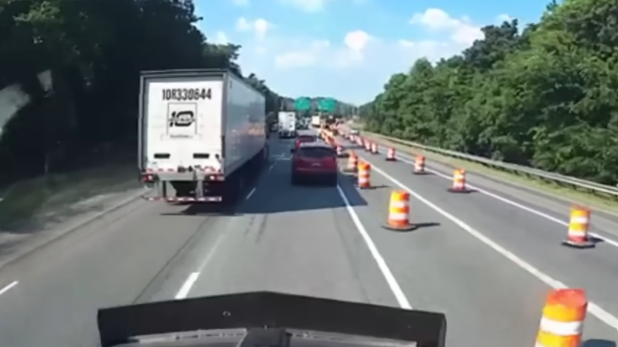Seconds from disaster around massive trucks