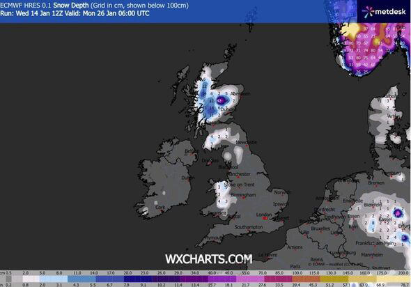 UK snow maps show brutal -12C blizzards with 79cm to hit Britain