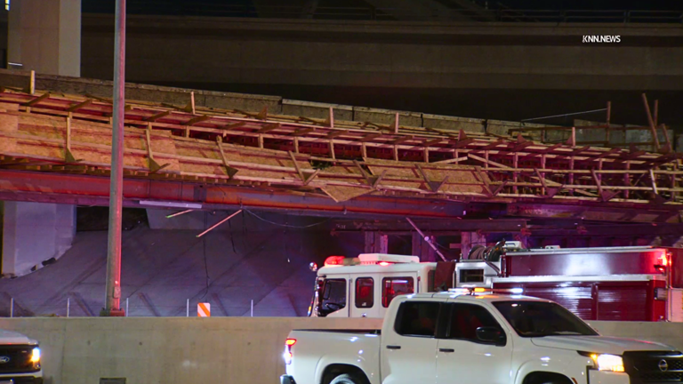 Cars strike fallen bridge beam; all WB 10 lanes closed at 15 Freeway