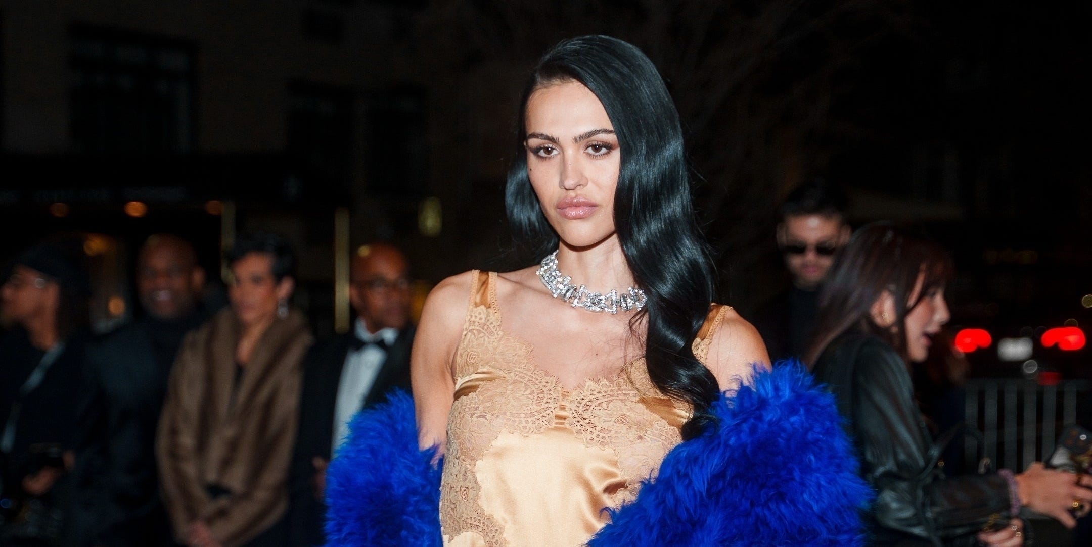 Amelia Gray stepped out in a micro-mini slip dress