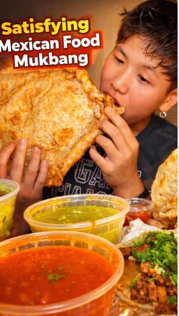 Satisfying Mexican food mukbang with burritos and tacos