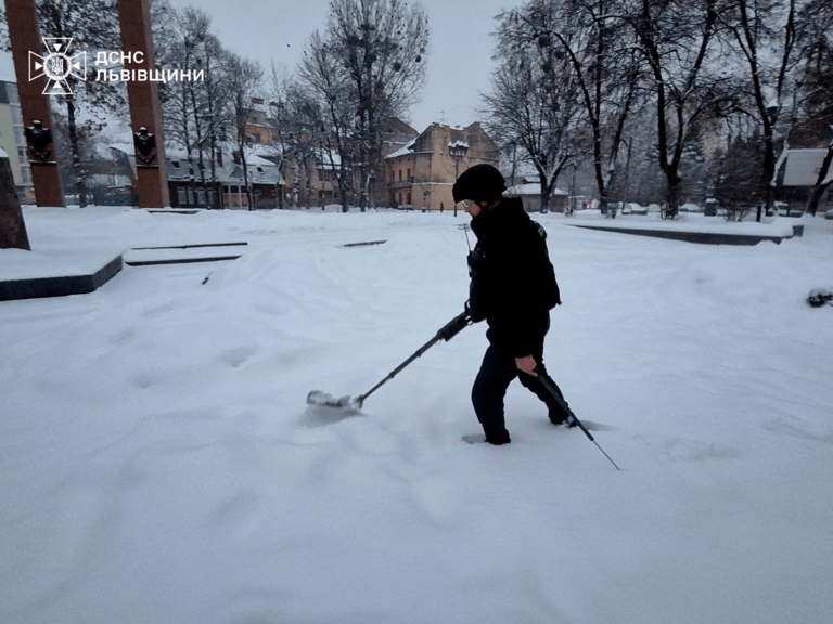 Rescuers show site of Russian Shahed drone strike in Lviv