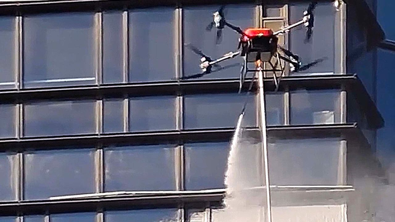 Fire hoses reach 18th floor during high-rise drill in China