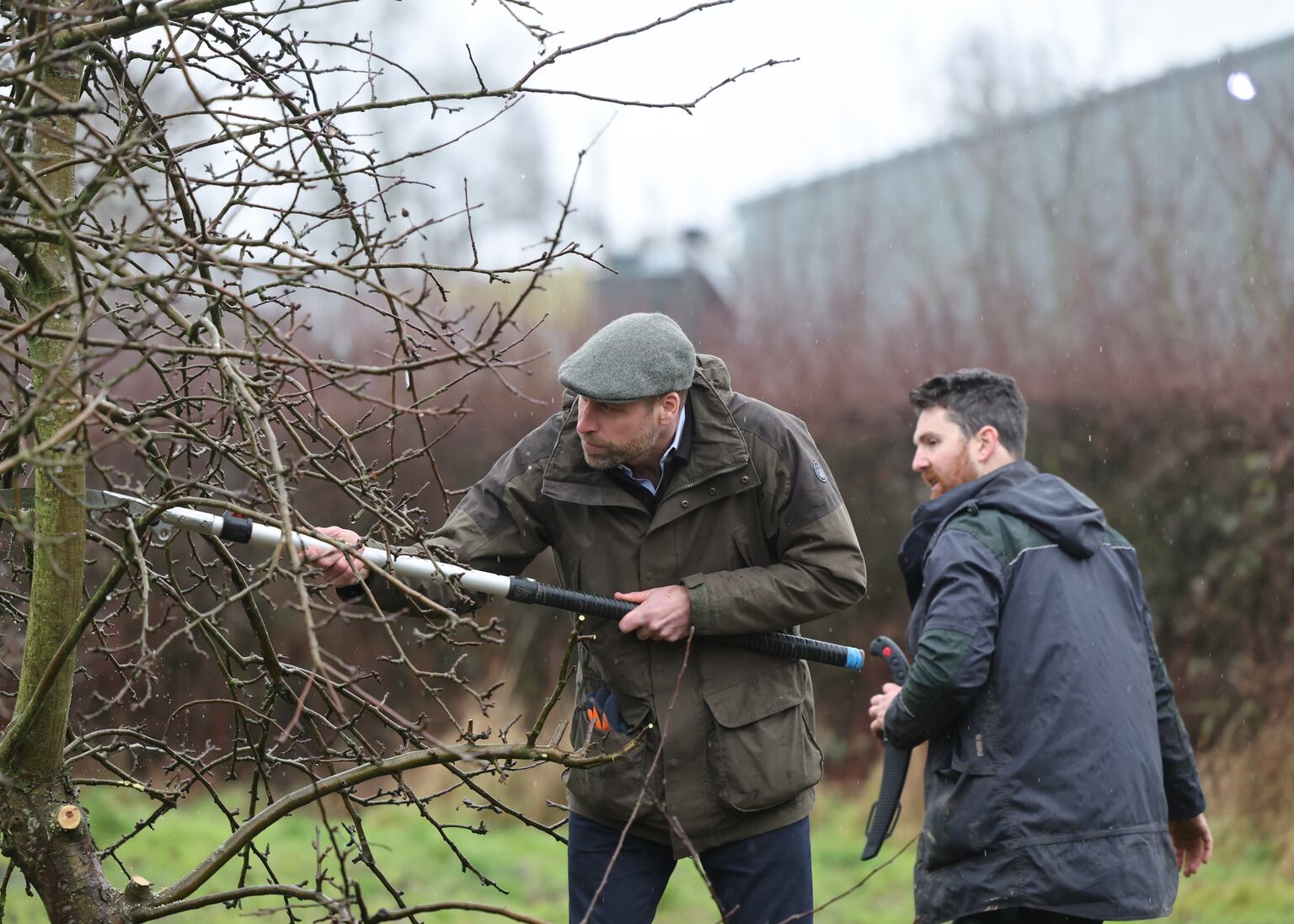 Prince of Wales branches out into tree-pruning on visit to family farm