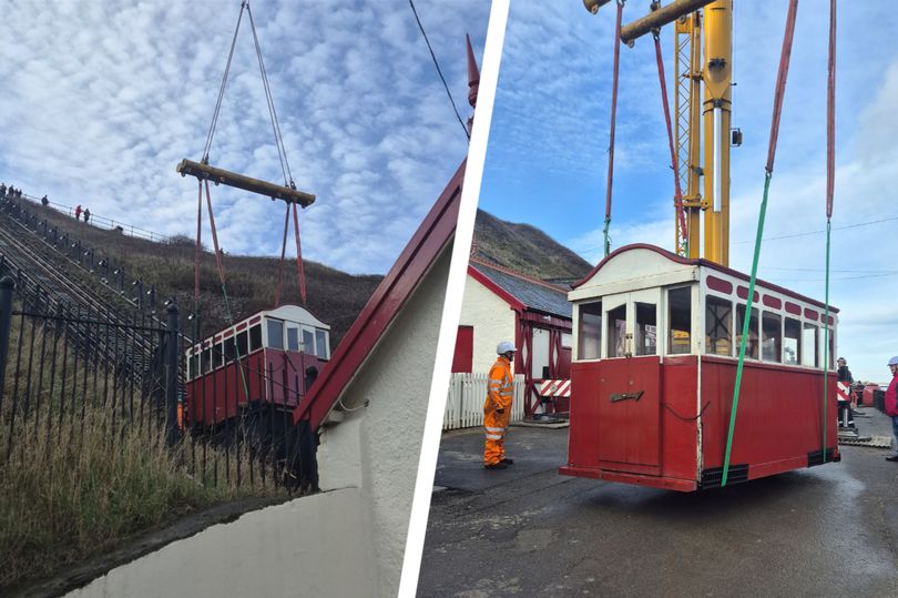 Saltburn Cliff Lift carriages removed by crane ahead of major upgrade