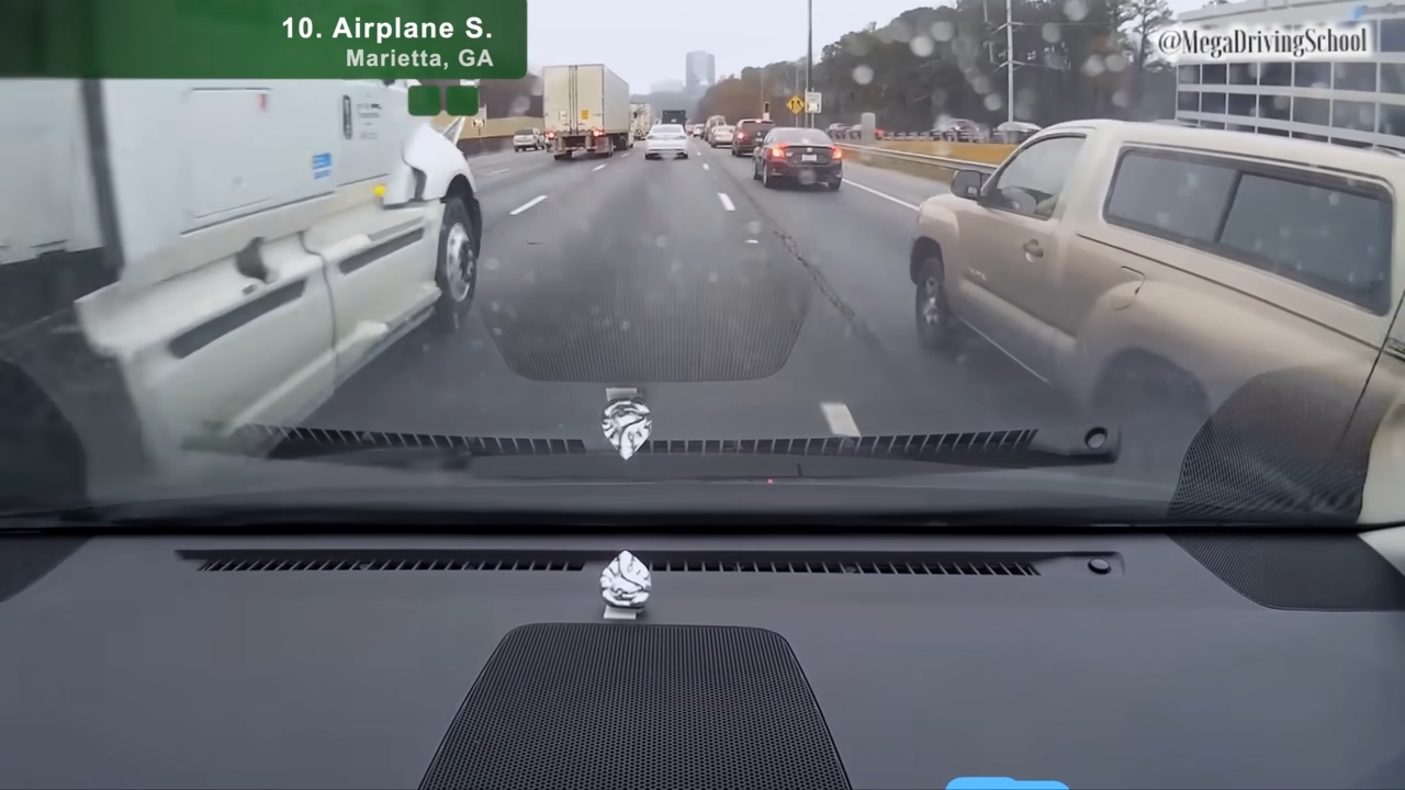 "Semi truck got upset after we both tried to merge into same lane ...