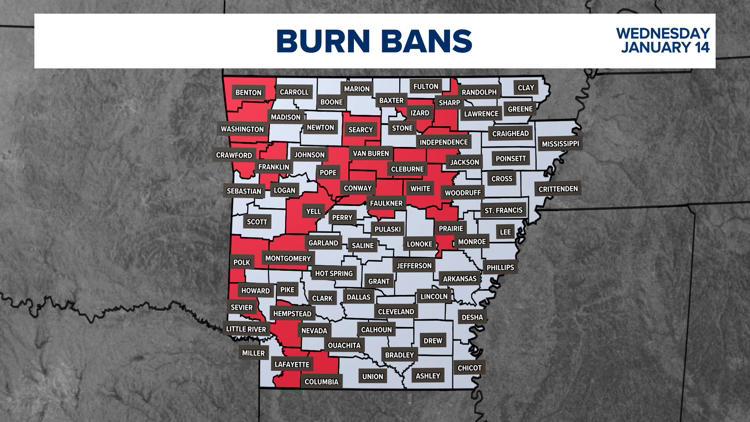 Arkansas counties under current burn bans | What to know