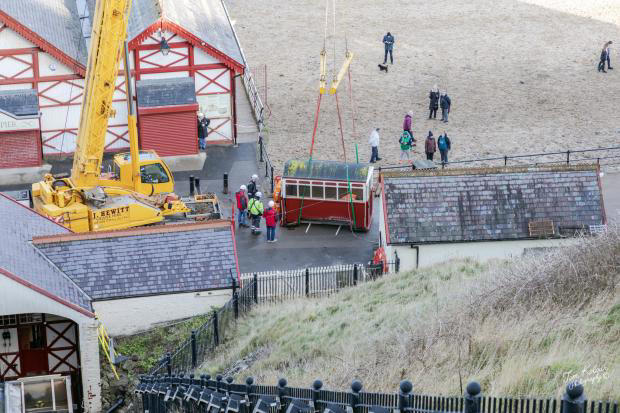 Huge crane moves in as Saltburn Tramway carriages lifted out amid major ...