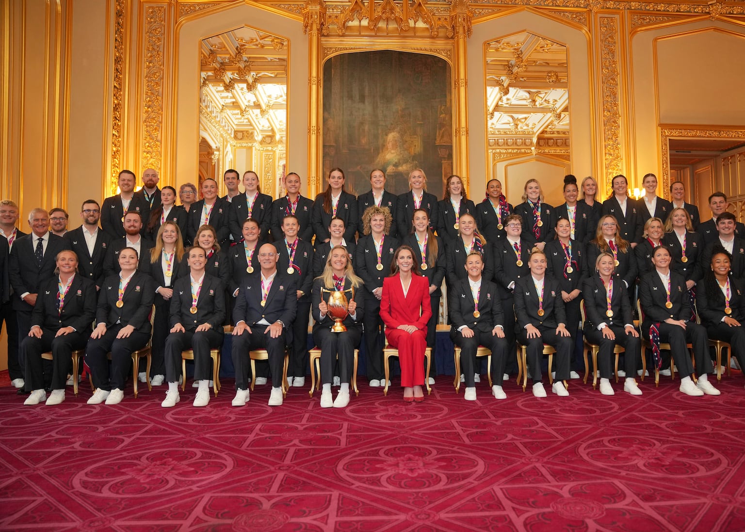 Kate hosts Rugby World Cup winners at Windsor Castle