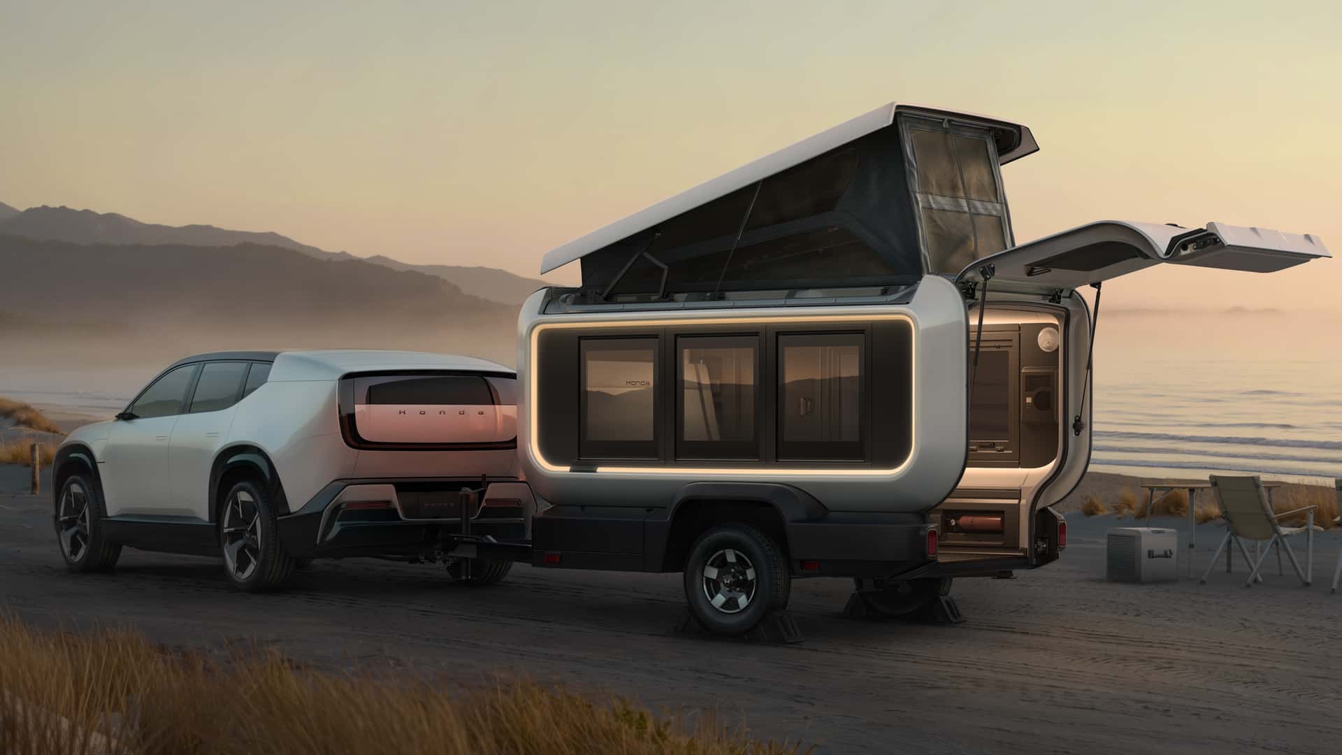 The Honda base station is a futuristic camper that fits in your garage
