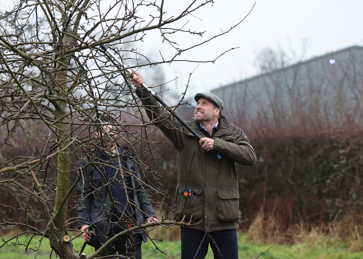 Prince of Wales branches out into tree-pruning on visit to family farm
