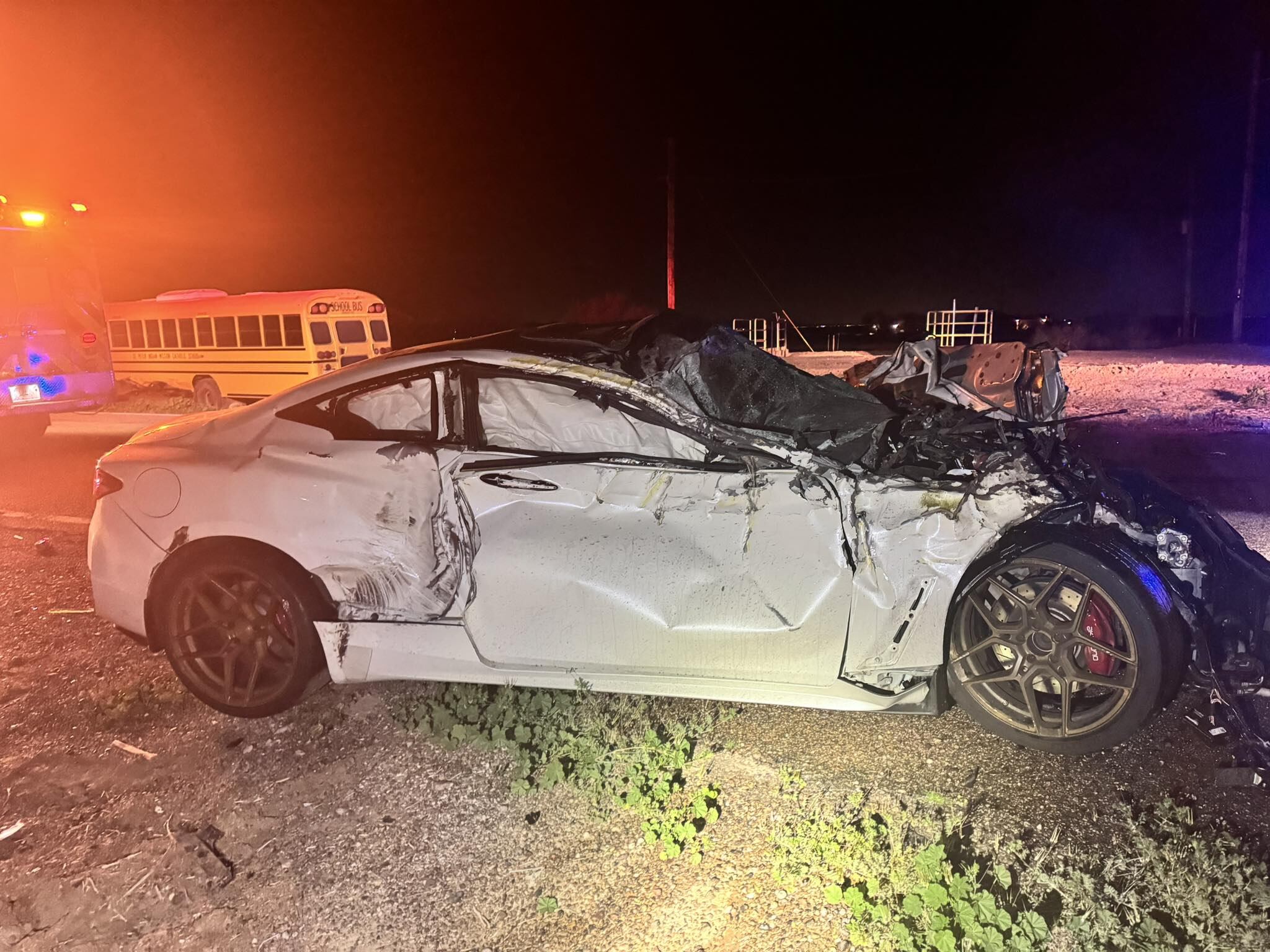 Car collides with school bus south of Phoenix