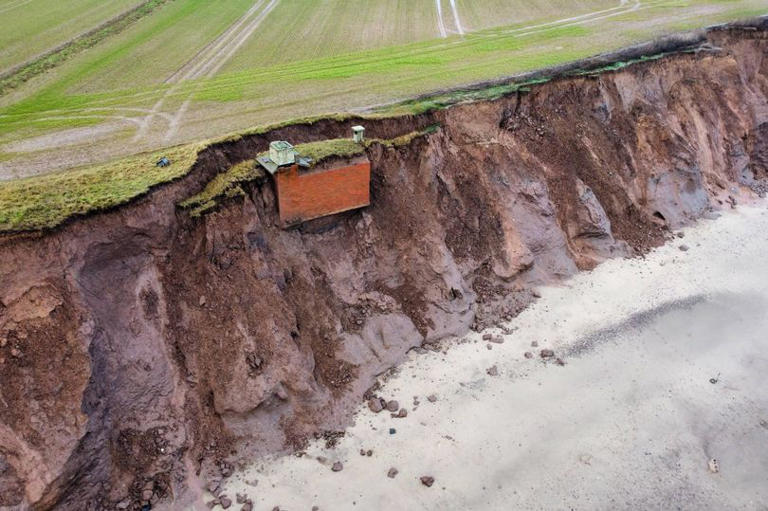 Warning as nuclear bunker on cliff edge 'days away' from falling into sea