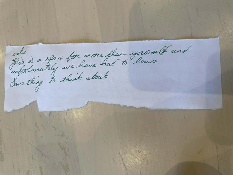 Woman mortified after café stranger hands her savage note