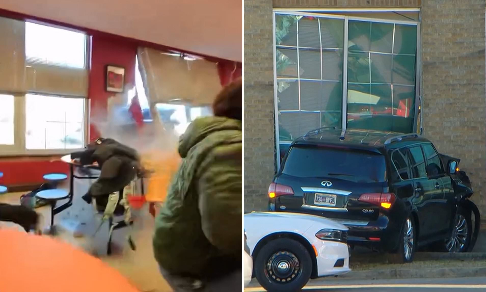 Video shows car smash through brick wall of school cafeteria as ...