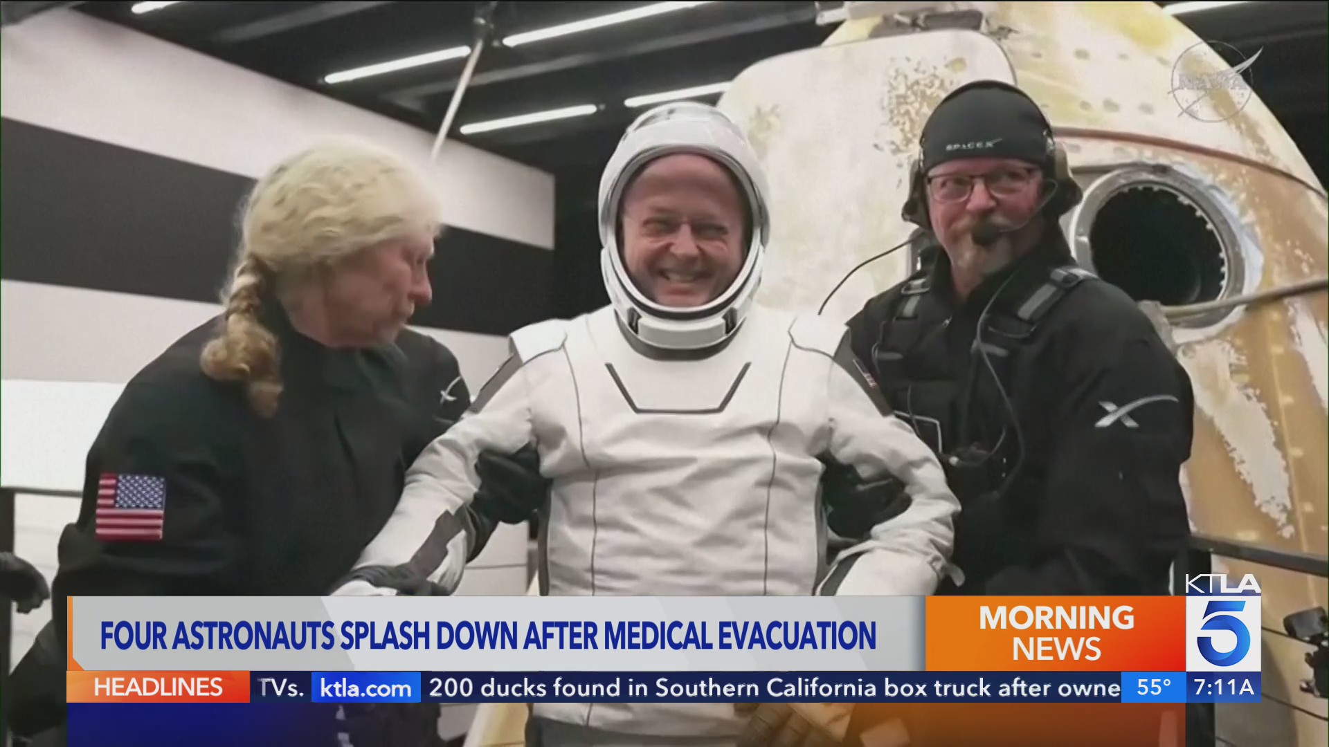 NASA astronauts splash home early from space station