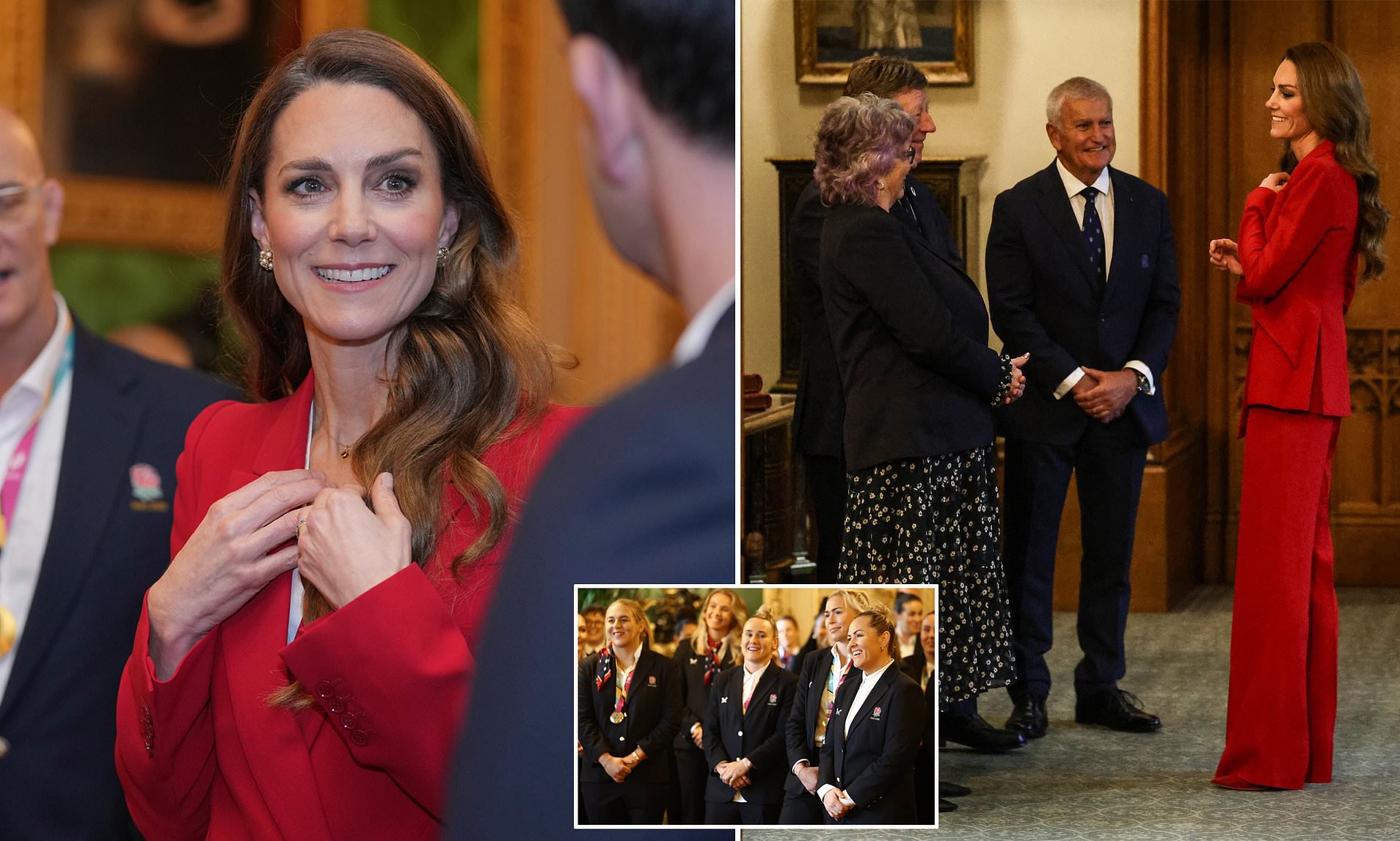 Princess Kate greets England's Red Roses at Windsor Castle to celebrate ...