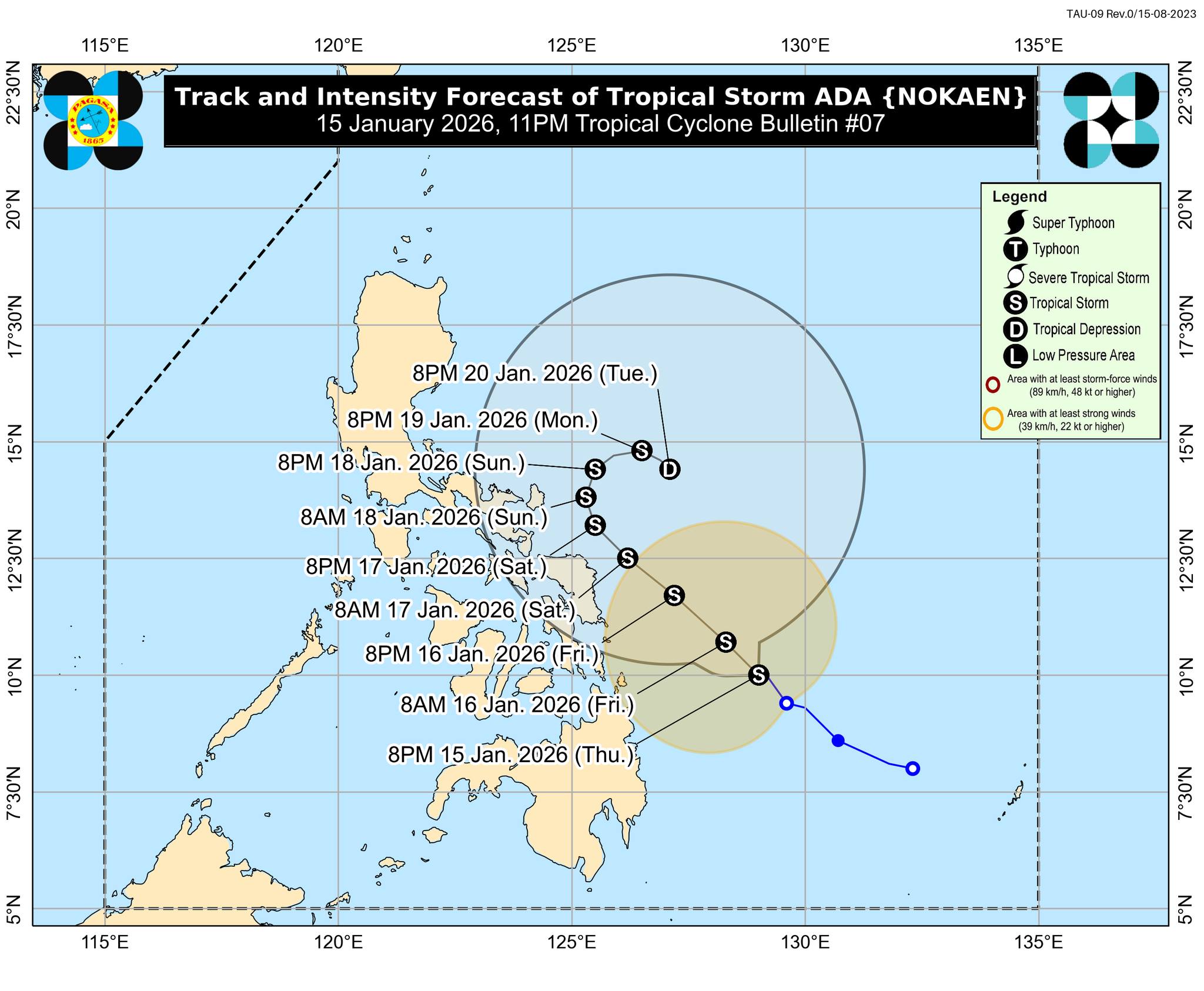 Tropical storm Ada slows down east of Surigao City