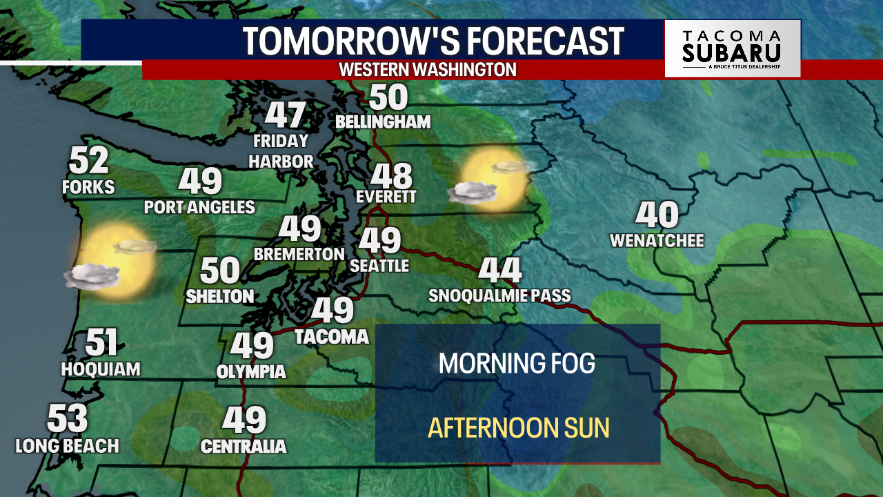 Seattle weather: Foggy start, afternoon sunbreaks and mild for January
