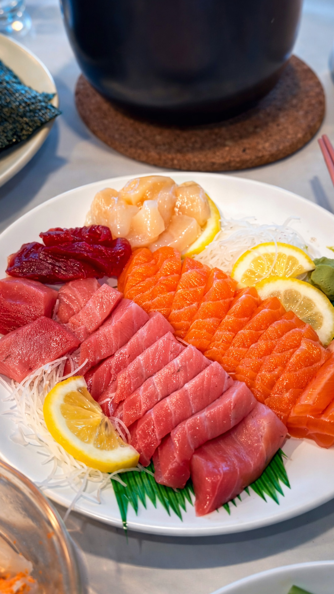 A homemade sushi hand roll party at home