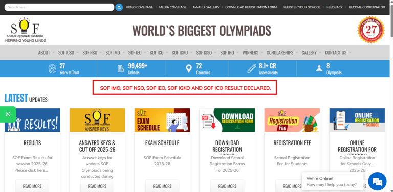 SOF IMO result 2025-26 released at sofworld.org: Check direct link to ...